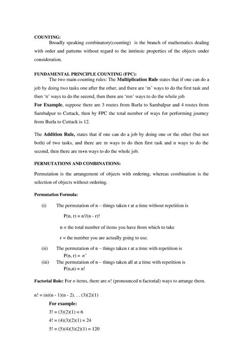 Discrete Mathematics Lecturer Notes PDF COUNTING Broadly Speaking Combinatory Counting Is