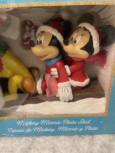 Disney Mickey Minnie Pluto Christmas Sled 13 Table Decor New