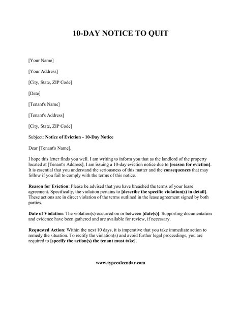 Free And Printable Eviction Notice Templates Pdf Word 30 Day