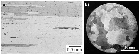 A Longitudinal And B Cross Section Of Recrystallized Microstructure
