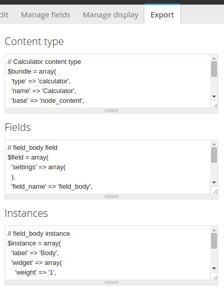 content type export