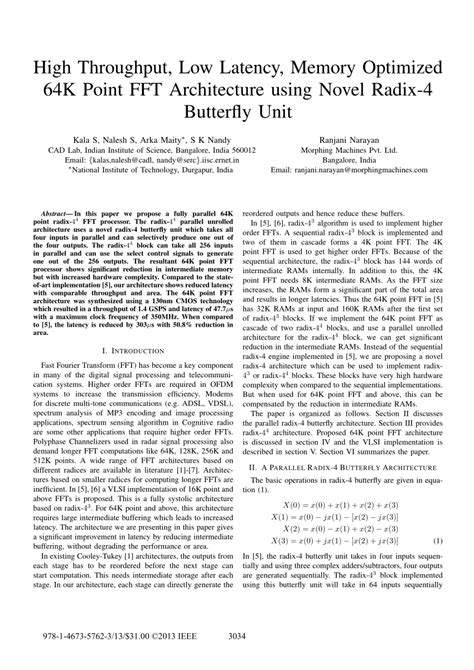 Pdf High Throughput Low Latency Memory Optimized 64k Point Fft