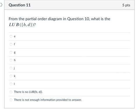 Solved Question Pts In The Partial Order Diagram Below Chegg Com