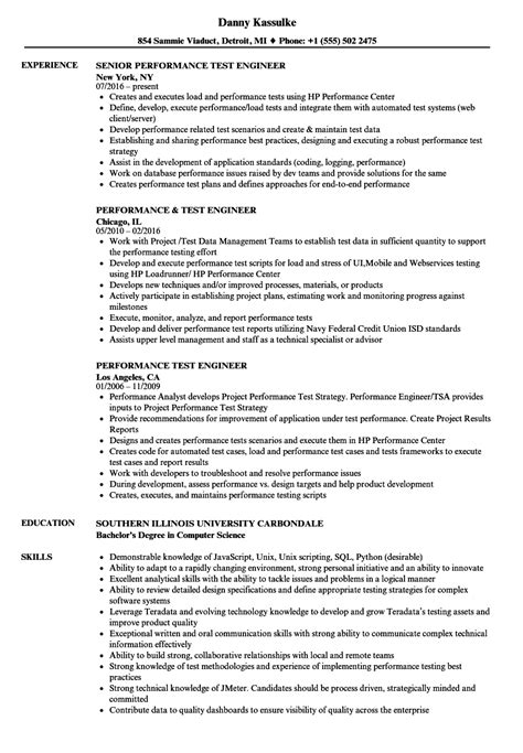 Performance Resume Example