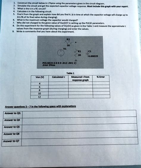 Construct The Circuit Below In Ltspice Using The Parameters Given In The Circuit Diagram 2
