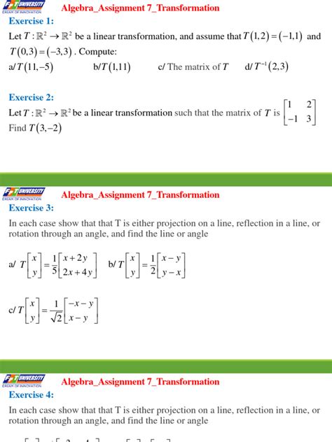 Algebra Assignment 7 Transformation Download Free Pdf Line
