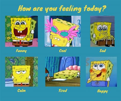 Spongebob Feelings Chart Fun Classroom Emotions Poster 🧽 Feelings