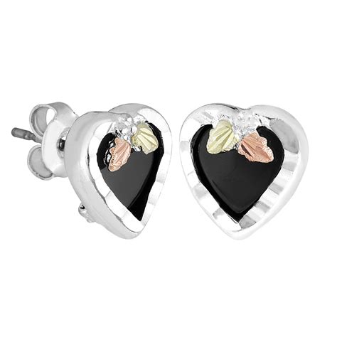 Landstroms Black Hills Gold On Sterling Silver Black Onyx Heart