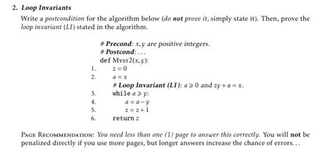 solved 2 loop invariants write a postcondition for the