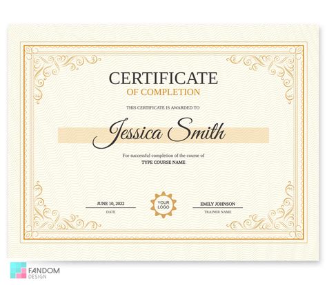 Certificate Of Completion Template Editable Certificate 43 Off