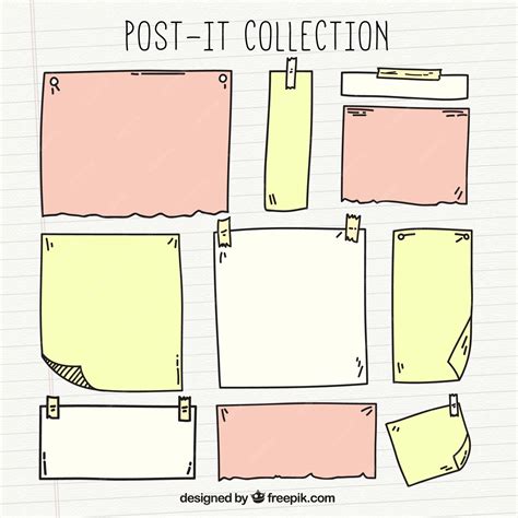 Notas De Papel Dibujadas A Mano Con Diferentes Tamaños Vector Gratis