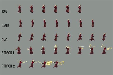 Free Wizard Sprite Sheets Pixel Art Download