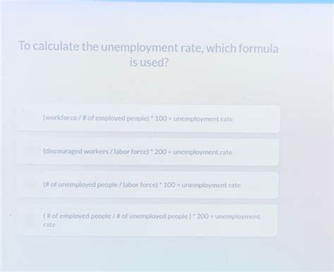 To Calculate The Unemployment Rate Which Formula Is Used Workforce