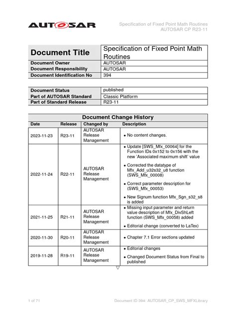 Autosar Cp Sws Mfxlibrary Pdf Library Computing Specification