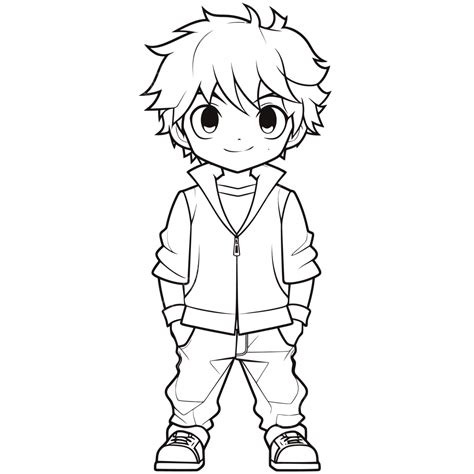 Photo Of An Anime Male Coloring Page Outline Sketch Drawing Vector