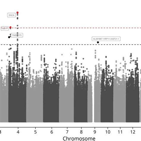 Manhattan Plot Of The Meta Analysis Of Courage Pd And Ipdgc Download Scientific Diagram