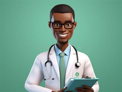 3d Doctor African American Male Character Simple Cartoon Fun Afro