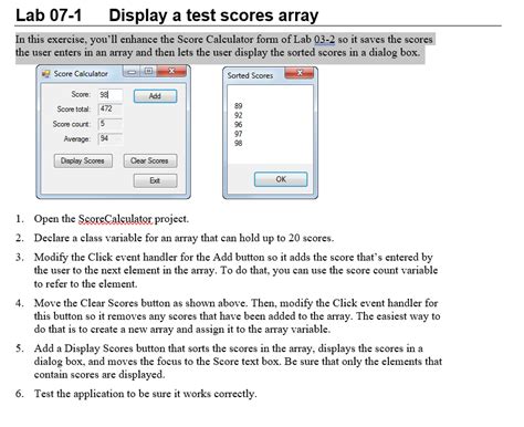 Solved Lab 07 1 Display A Test Scores Array In This