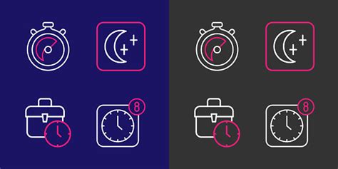 라인 알람 시계 앱 모바일 작업 시간 달과 별 및 스톱워치 아이콘을 설정합니다 벡터 Brand Name Smart Phone에