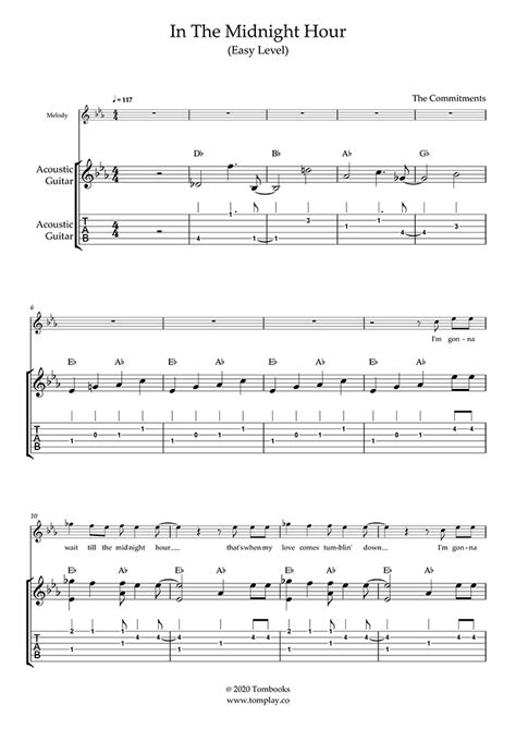 The Commitments In The Midnight Hour Easy Level Solo Acoustic Guitar Wilson Pickett