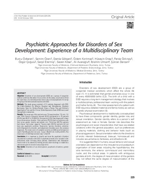 Pdf Psychiatric Approaches For Disorders Of Sex Development