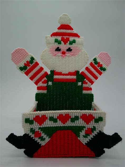 Completed Plastic Canvas Santa Claus Christmas Card Holder Plastic