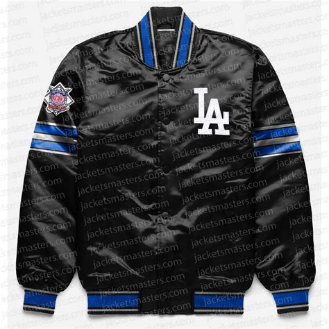 Black Starter Los Angeles Dodgers Satin Full Snap Jacket