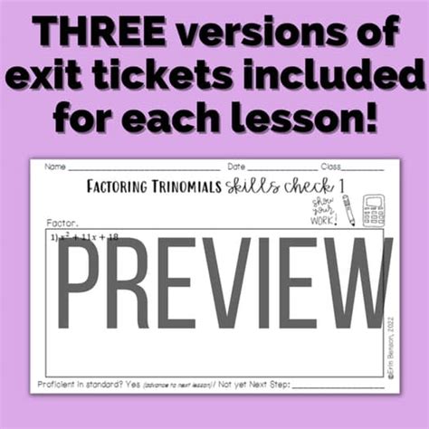 Factoring Trinomials Notes And Practice By Erins Essential Equations