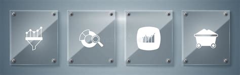 Set Coal Mine Trolley Financial Growth Search Data Analysis And Sales Funnel With Chart