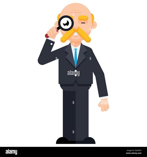 Business Man Looks Through Magnifying Glass Flat Style Vector Illustration Stock Vector Image