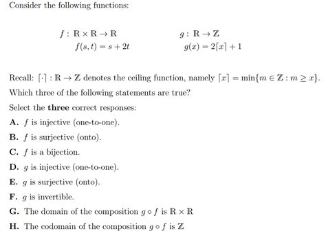 solved consider the following functions f r r r f s t