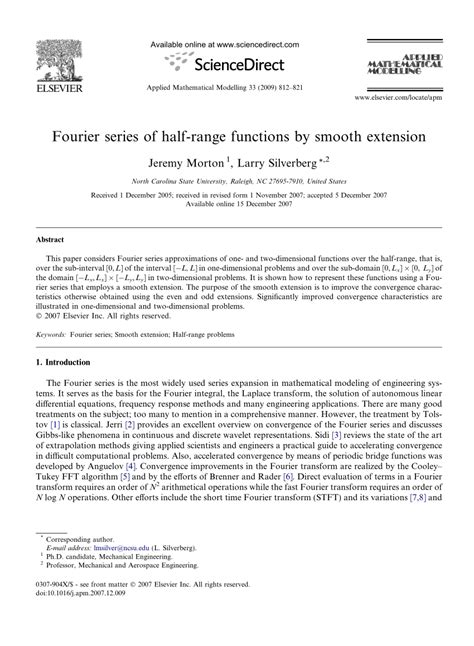 Pdf Fourier Series Of Half Range Functions By Smooth Extension