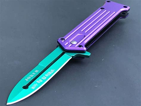 7 5 Batman Joker Spring Assisted Stiletto Folding Pocket Knife