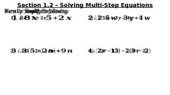 Solving Multi Step Equations PowerPoint Notes TPT
