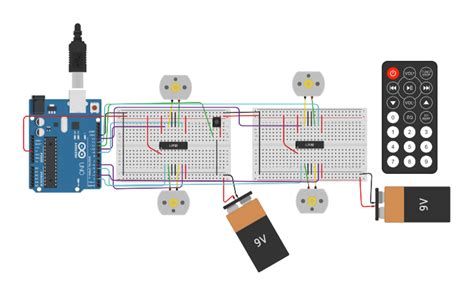 Circuit Design All Direction Robot Tinkercad