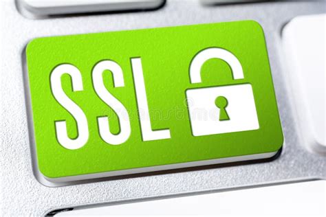 Green Ssl Button With Lock On A Keyboard Secure Internet Concept Stock