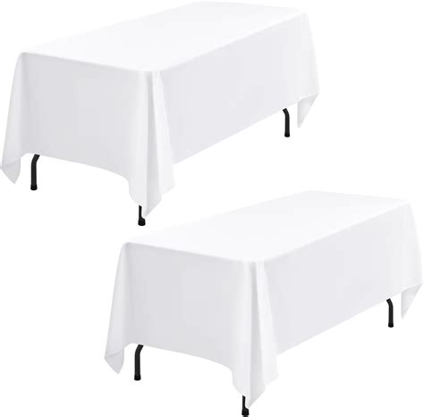 Teruntrue 2 Packs White Tablecloths For Rectangle Tables 60x126 Inches Polyester