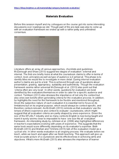 Materials Evaluation Pdf English As A Second Or Foreign Language