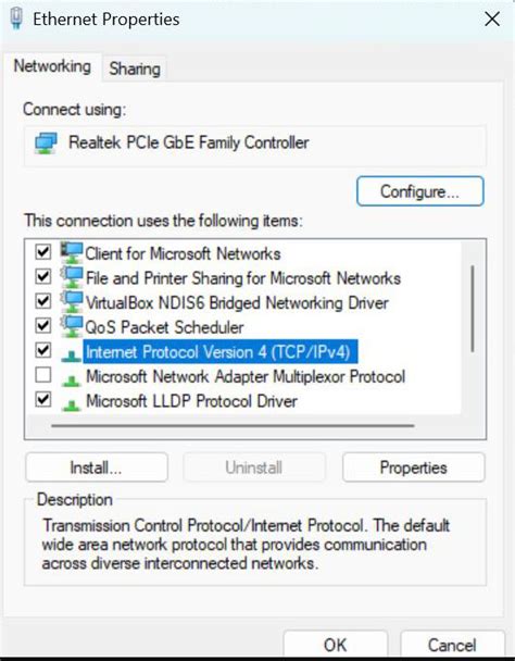 Internet Protocol Version 4 Properties