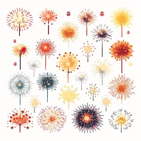 premium vector color festive exploding fireworks elements