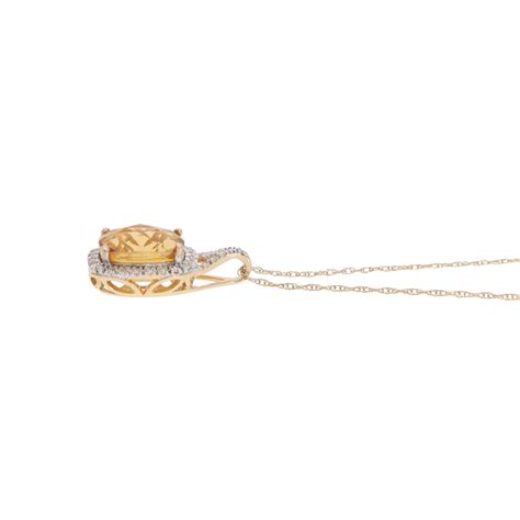 Contemporary Citrine And Diamond Pendant Necklace In Yellow Gold At