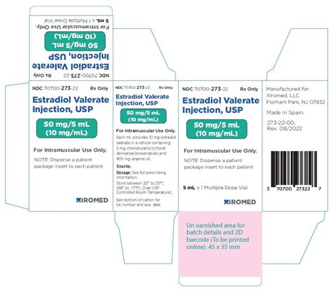 Ndc 70700 275 Estradiol Valerate Injection Intramuscular