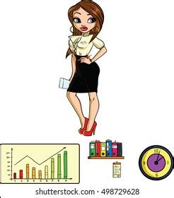 Girl Office Clock Graphic Folder On Stock Vector Royalty Free 498729628 Shutterstock