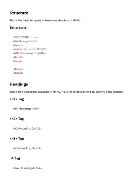 Html Cheat Sheet Pdf Html Tag Metadata