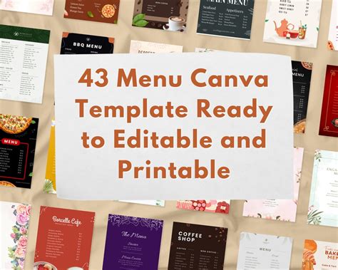 Canva Menu Template Editable Template Menu Printable Menu Design Template Menu Card Template