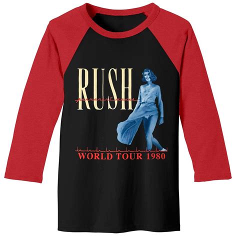Rush Band Baseball Tees Vintage Rush World Tour 1980 Baseball Tees Sold By Nance Extinct Sku