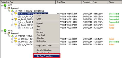 Viewing Workflow Run Properties Learning Informatica Powercenter 10x