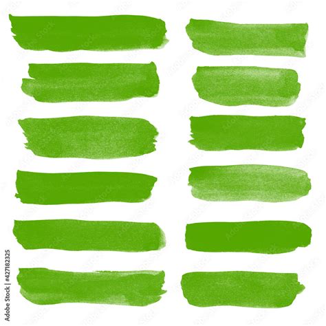 Set Watercolor Green Blobs Isolated On White Background Watercolor