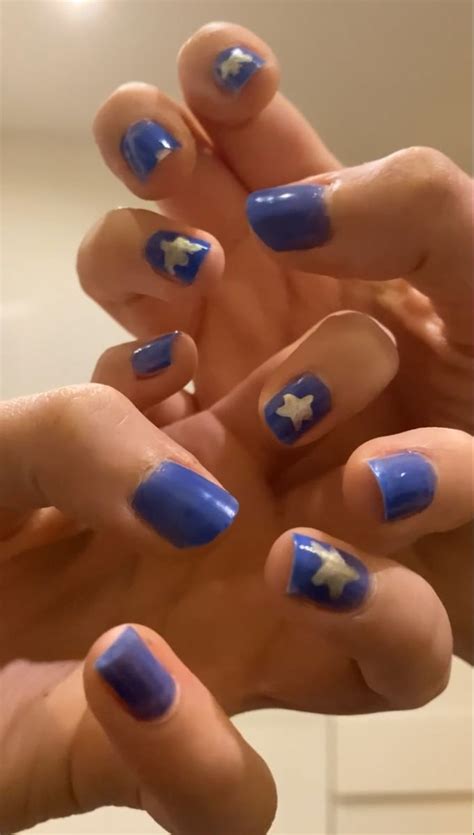 Blue Star Nails ⍟ Nails Star Nails Navy Blue Nail Designs