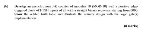 Solved B Develop An Asynchronous J K Counter Of Modulus 10
